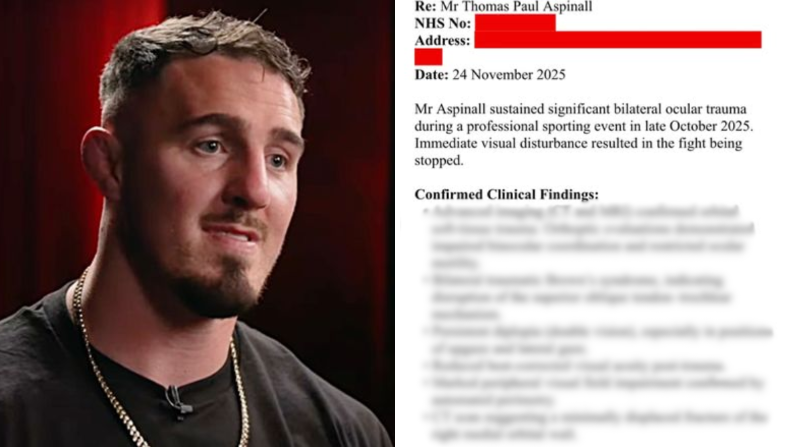 Tom Aspinall shares update as eye injury medical records get released ...