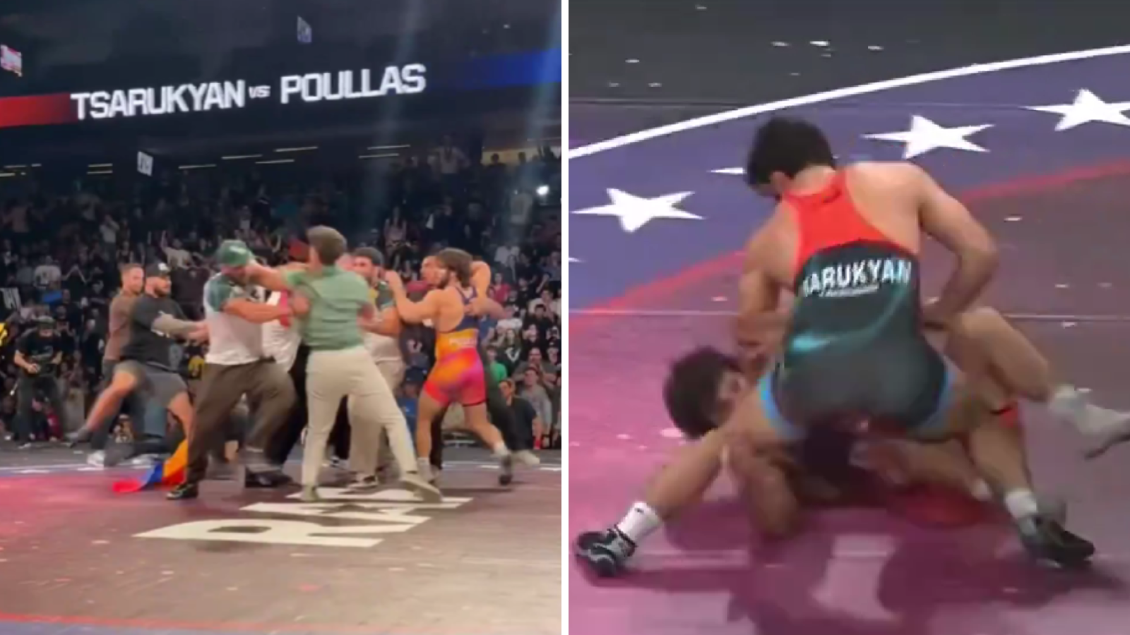 Arman Tsarukyan sparks huge brawl after punching Georgio Poullas at RAF ...
