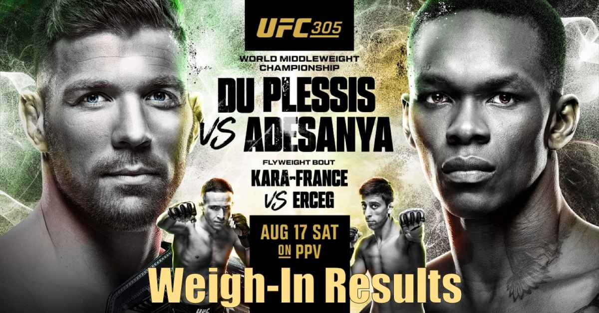 UFC 305 Weigh-In Results and Video: One Fighter Missed Weight ...