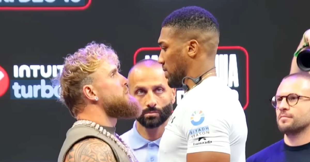 Anthony Joshua towers over Jake Paul in first face-off | Video ...