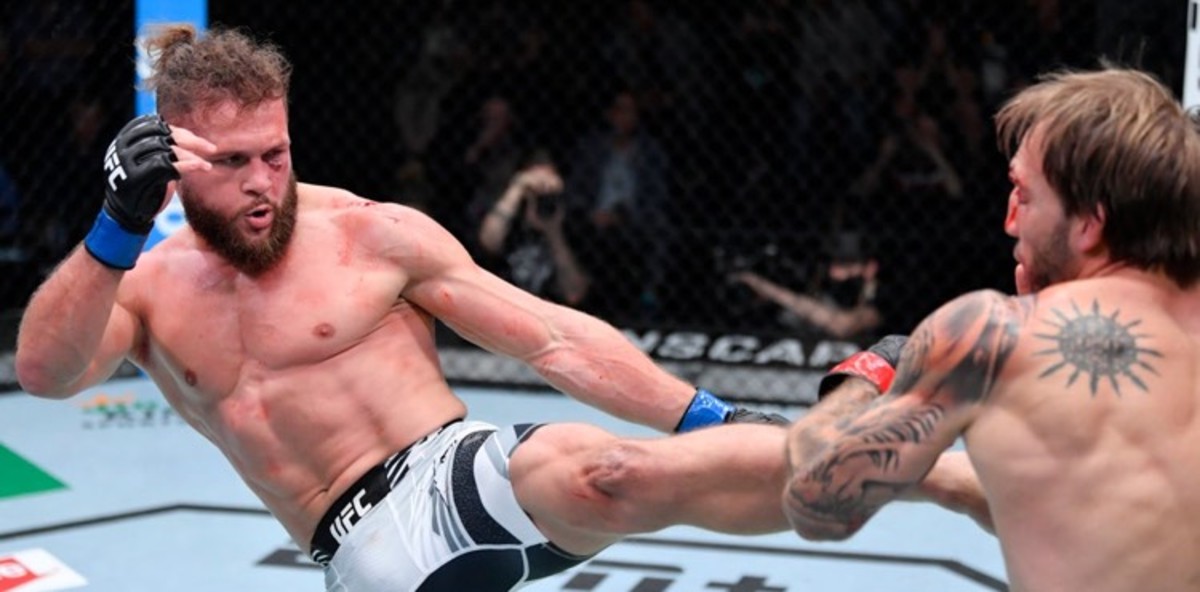 Watch Rafael Fiziev finish Brad Riddell with a spinning wheel kick ... Watch Rafael Fiziev finish Brad Riddell with a spinning wheel kick ...