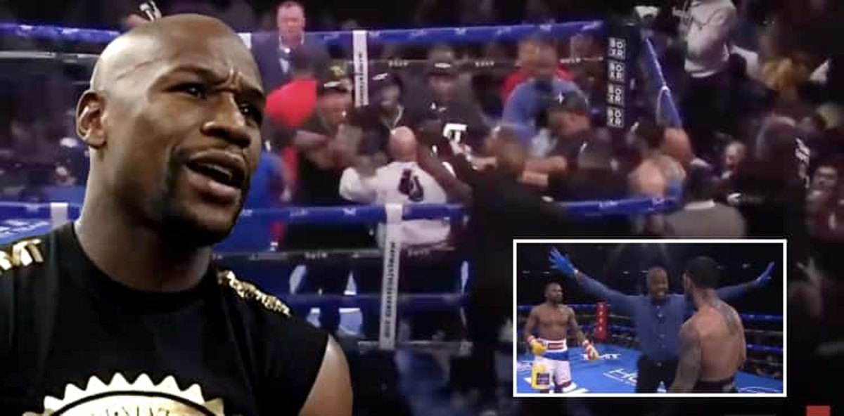 Floyd Mayweather bout explodes into chaos with gangster's grandson ...