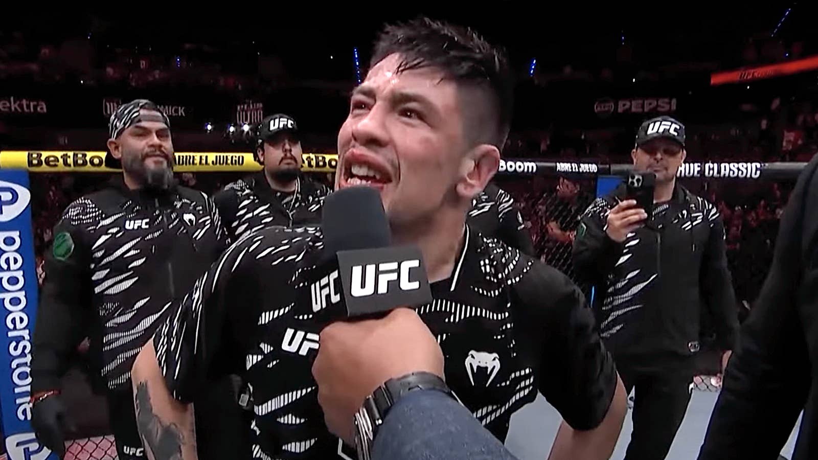 Brandon Moreno gets emotional in UFC Mexico City Octagon Interview ...